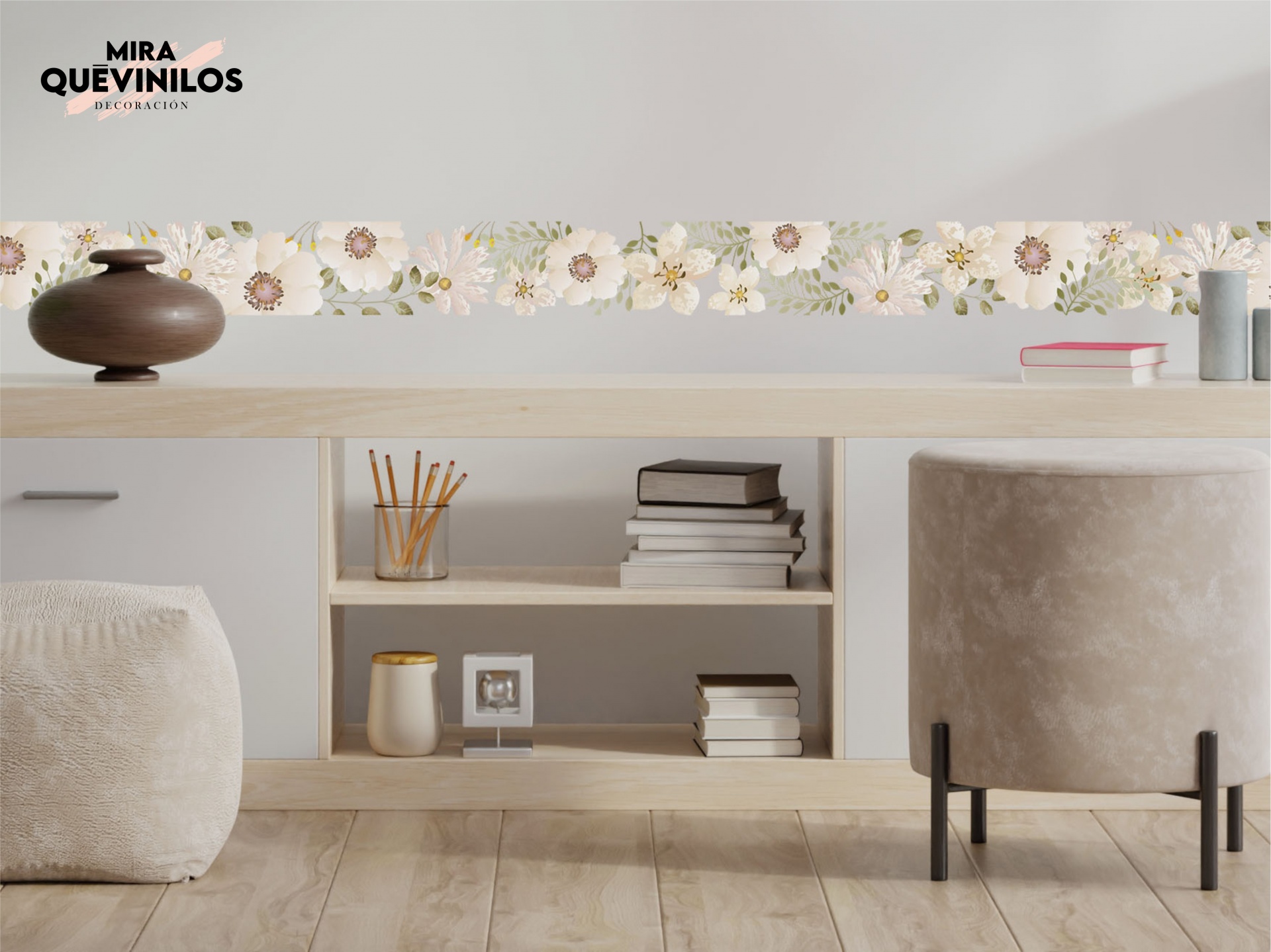 Vinilos decorativos Cenefa De Flores Rosas